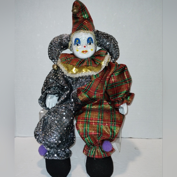 Source Unknown | Holiday | Gorgeous 2 Harlequin Mardi Gras Jester Clown Porcelain Silver ...